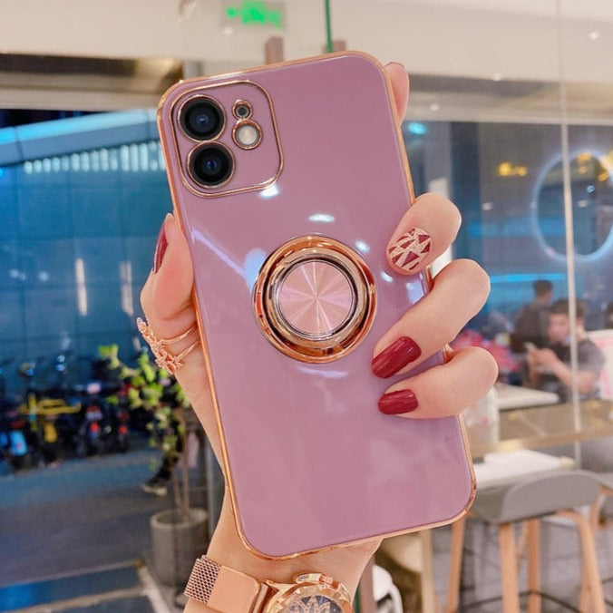 Gold Plating iPhone Cases with Ring Holder | HoHo Cases