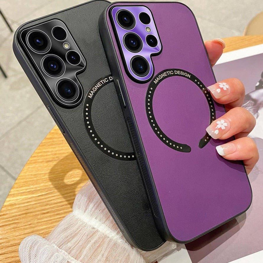 Retro Leather MagSafe Plating Samsung Galaxy Case – HoHo Cases